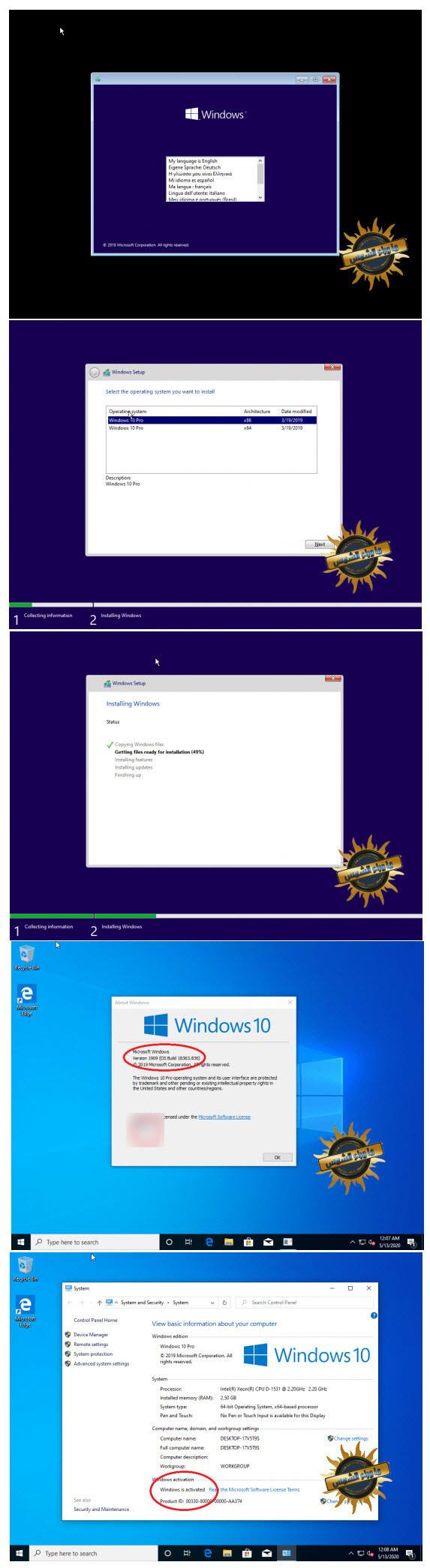 Windows 10 Pro 19H2 1909.18363.836 (x86x64) Multilanguage Preactivated May